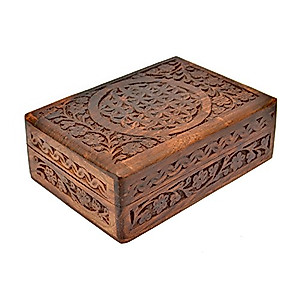 New Age Source The Carved Wood Box Flower of Life