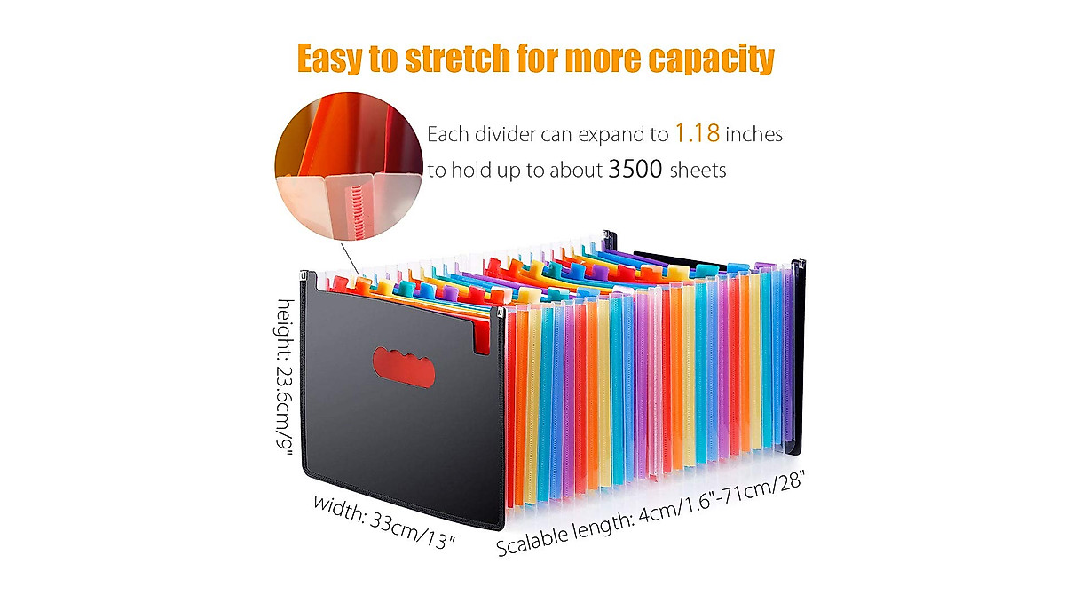 TriMagic 24 Pocket Expandable Accordion File Organizer