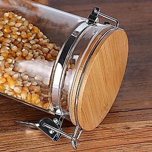 KKC HOME ACCENTS Clear Borosilicate Glass Food Storage Canister with Airtight Hinged Lids,Sealed Glass Container for Nuts,Flour,Sugar,Coffee Beans,Corn Flakes,50 Fluid Ounces