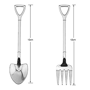 4Pcs Stainless Steel Coffee Spoons and Fruit Forks for Bistro Cocktail Tasting Appetizer and Mini Cake Silver