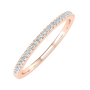 FINEROCK 1/10 Carat (ctw) 14K Rose Gold Ladies Diamond Stackable Anniversary Ring (Ring Size 4.25) (I1-I2 Clarity)