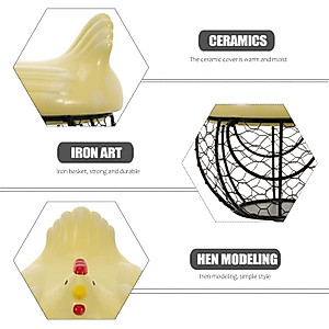 HANABASS Egg Basket Egg Basket 1pcs Chicken Design Ceramic Egg Storage Collect Basket Iron Egg Holder Home Desktop Adornment Egg Holder Countertop Egg Holder Countertop Yellow