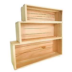 Oojami 3 Pack Wood Craft Crate Caddy Set | Nesting, Wood crates for Display, Wooden Boxes for Crafts, Decorative Wooden Crate, Wood Box Storage Crate, centerpieces for Home, Bathroom