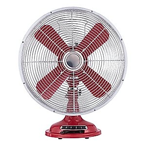 DCLINA Better Homes & Gardens 12'' Retro 3-Speed Metal Table Fan, Black (red)