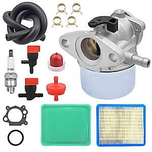 NIMTEK 790120 Carburetor with Filter Spark Plug Tune up Kit for B&S 499617 499974 692648 693909 694202 Lawn Mower Carb