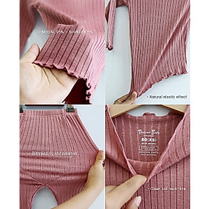 VAENAIT BABY Infant Toddler Girls Modal Pajamas Pjs 2pcs Set Shirring Yellowgreen S