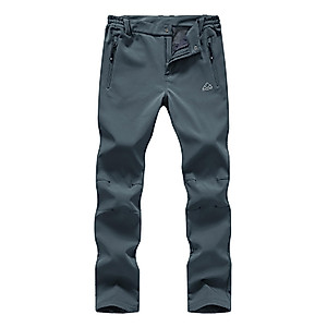 YSENTO Women's Snow Ski Waterproof Fleece Lined Pants Insulated Softshell Hiking Mountain Pants Grey Size XL