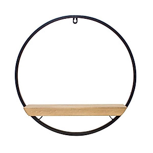 Maykoosh Wood Circle Shelf in Metal Frame 17.5" D