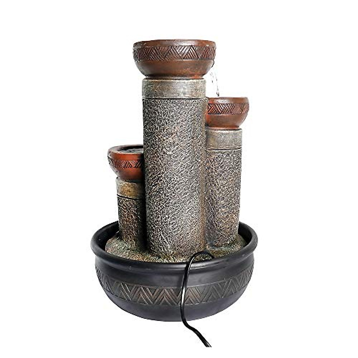 Agoodping 15.7''H Relaxation Desktop Waterfall Fountain Decor Portable Tabletop Waterfall Fountains ,Indoor Waterfall Feature with LED Light for Home Office Bedroom (Brown, 15.7inch)