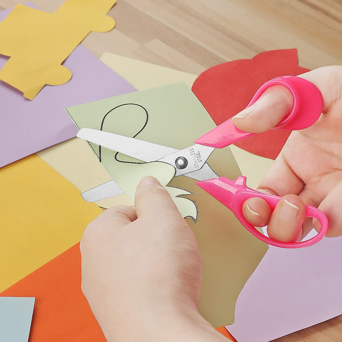 Uaugulft 5” Kid Scissors, Safety Child Scissors with Stainless Steel Blunt Tip Blades and Ergonomic Handle, Great for School and Classrooms, Multiple Colors, 30 Pack