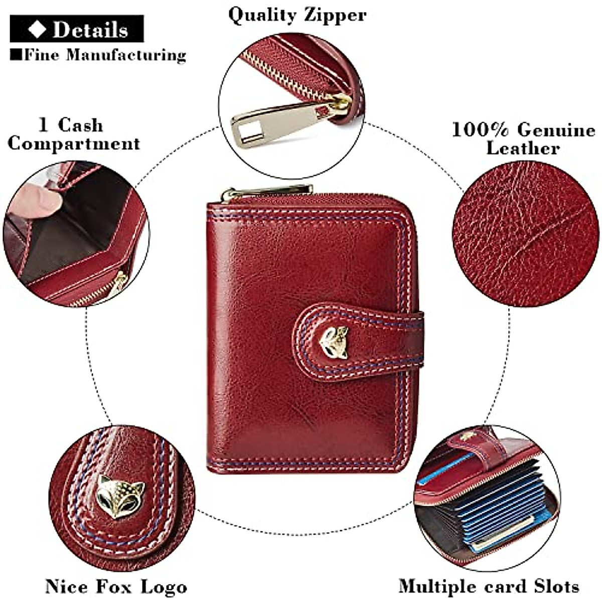 FOXLOVER RFID Credit Card Holder for Women, Ladies Small Leather Credit Card Case Security Accordion Wallet