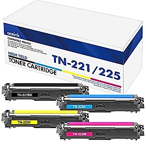 TN221 TN225 TN-221 Toner Cartridges: Compatible Replacement for Brother TN221BK TN225C TN225M TN225Y for HL-3170CDW MFC-9130CW MFC-9340CDW HL-3140CW HL-3150CDW MFC-9330CDW MFC-9140CDN Printer (4Packs)