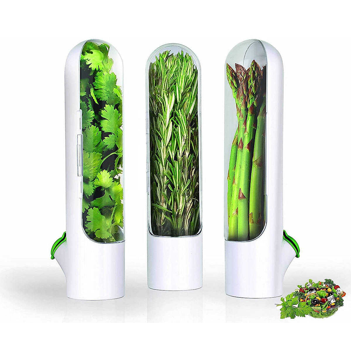 UEOZ Fresh Herb Keeper, Herb Saver for Refrigerator, Herb Saver, Herb Storage Containers for Refrigerator, Mint, Parsley, Asparagus, Keeps Greens Fresh for 2-3 Weeks (3PCS)