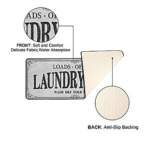 ROMAMIGO Laundry Room Rug Runner Non Slip Laundry Mats Mudroom Runner Farmhouse Kitchen Floor Mat Bathroom Laundry Room Decor Accessories(Grey, 20 X 47 inch)