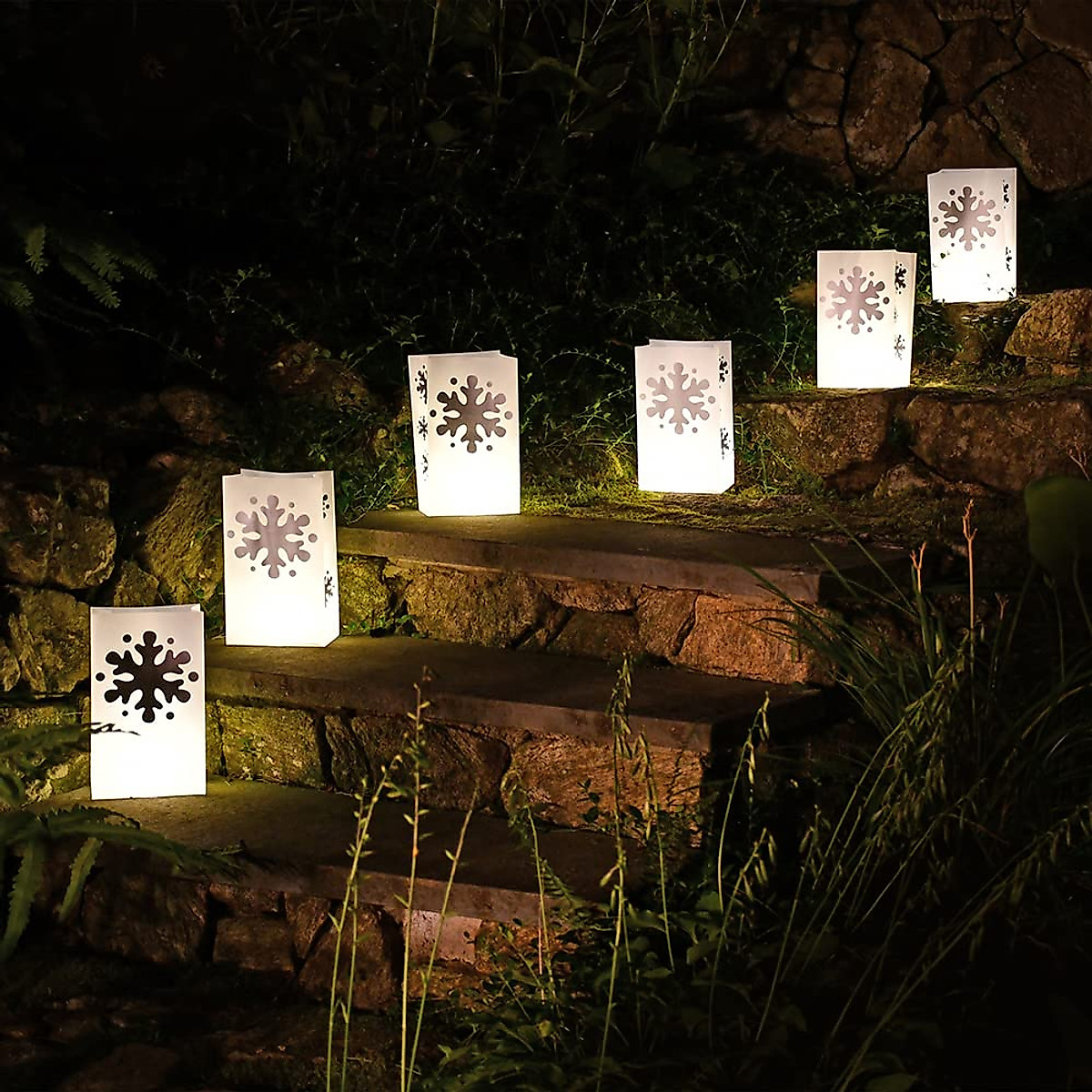 LumaBase 82236 Battery Operated LED Luminaria Kit, Snowflake