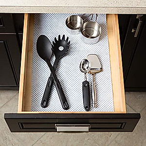 DII Fridge & Shelf Liner Collection Non-Adhesive, Cut to fit, Machine Washable, 12x20, Stonewash Blue Lattice, 2 Piece