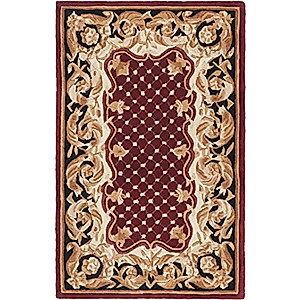 Safavieh Naples Collection 2'6" x 4' Burgundy/Black NA701A Handmade Traditional Premium Wool Accent Rug