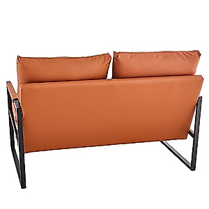 Sofa Couch, Modern Design Linen Loveseat Sofa Upholstered Small 2-Seater Couch with Pillows for Living Room