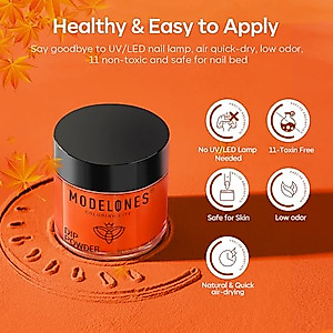 Modelones Dip Powder Nail Kit Starter, 4 Colors Fall Colors Orange Brown Glitter Dipping Powder Liquid Set with Base Top Coat Activator Nail Art Beginner DIY Salon Gift