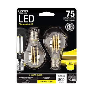 Feit Electric BPA1575N/827/FIL/2 75W EQ DM LED E17 Base Light Bulb, 2 Bulbs