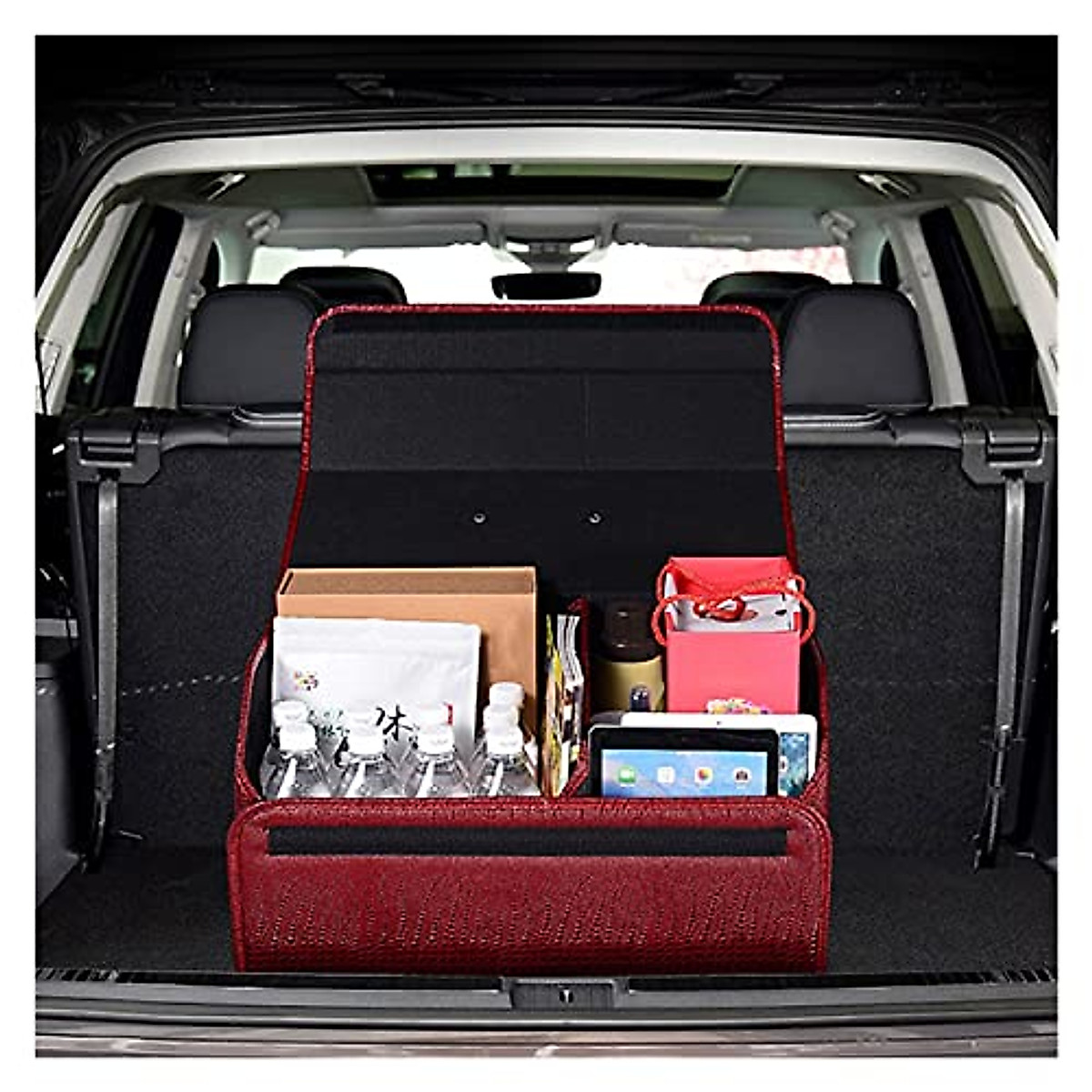 GAFENO Car Trunk Storage Box Luxury Folding Car Organizer Box Multifunction PU Leather Storage Bag Auto Accessories