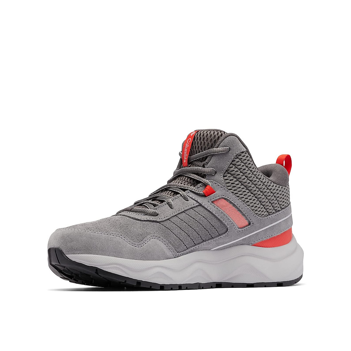 Columbia Men's Plateau Venture Mid, Titainium Grey Steel/Fiery Red, 15