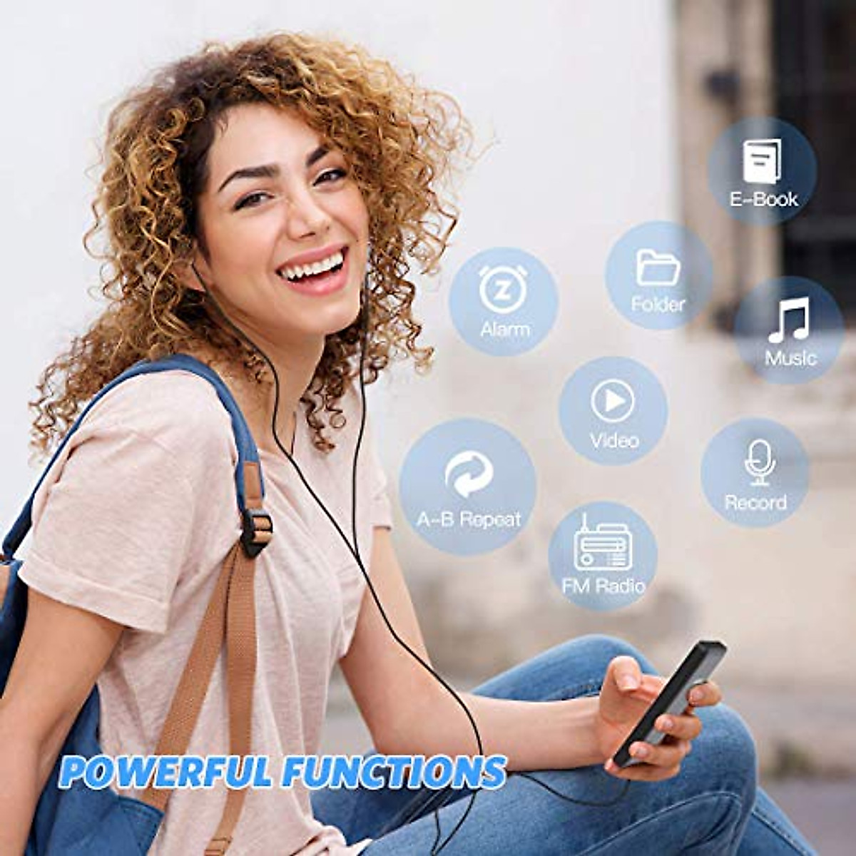 AGPTEK A02 8GB MP3 Player, 70 Hours Playback Lossless Sound Music Player, Supports up to 128GB, Black