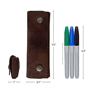 Hide & Drink, Full Grain Leather Horizontal to Vertical Pen Case, Convertible Pencil Pouch for Men and Women, Office & Work Accessories, Bourbon Brown