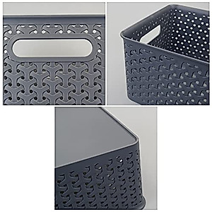 Cand 8 Quart Plastic Basket for Organizing, Grey Plastic Baskets, Set of 4