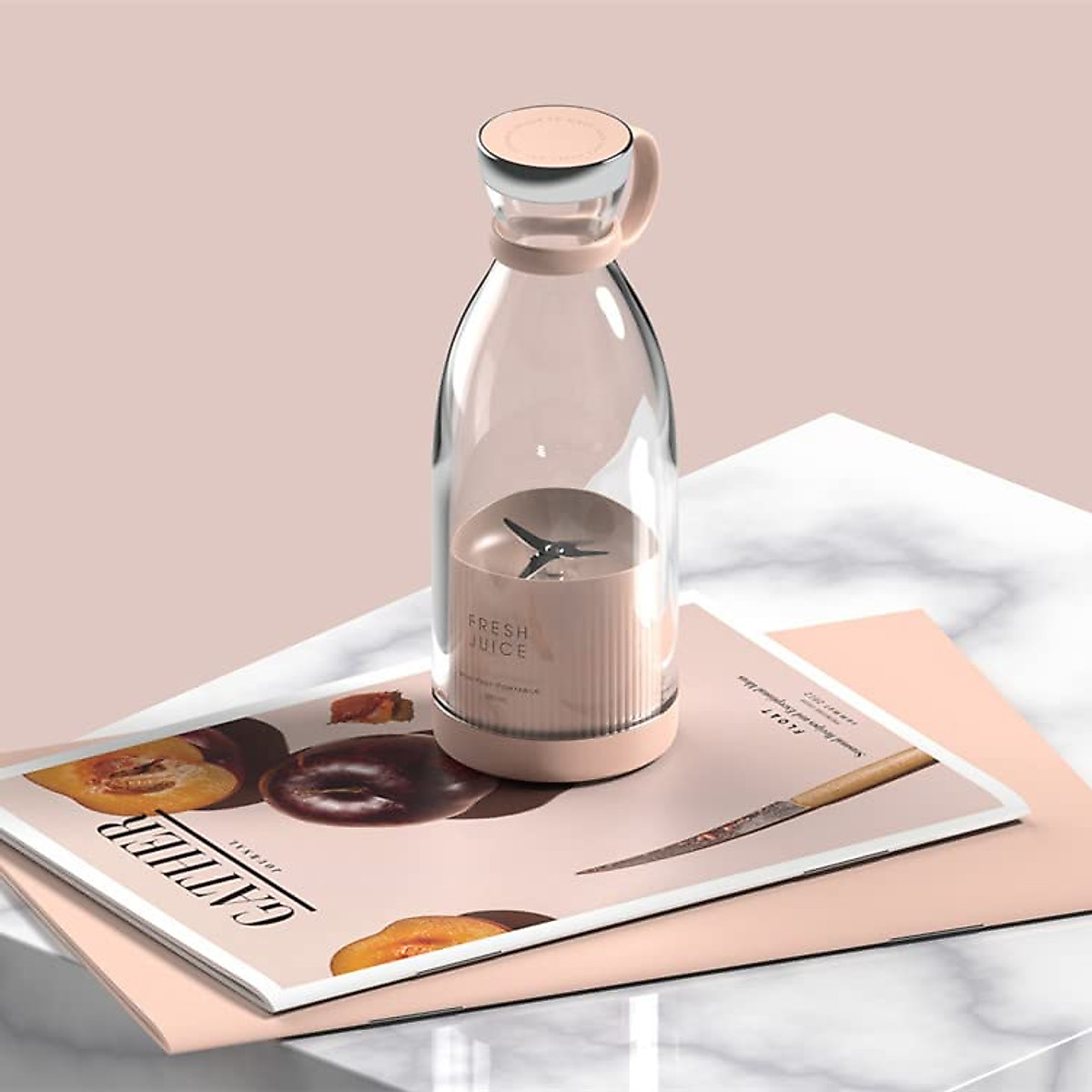 Personal Size Blender, Fresh Juice Portable Blender for Smoothies or Shakes, Personal Mixer, Portable Blender, Wireless USB Rechargeable Fruit Blender for Sports, Camping, Fitness. ((Pink)