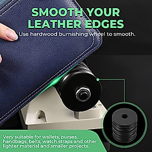 Flyrivergo Leather Burnishing Machine with 12pcs Sanding Sleeves Adjustable Speed Burnisher Leather Edge Polishing Grinding Kit Rosewood Grinding Head Sander Buffing Motor 110V