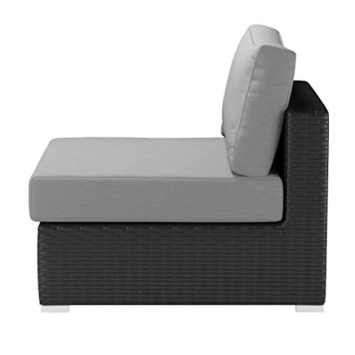 Modway EEI-1854-CHC-GRY Sojourn Wicker Rattan Outdoor Patio Sunbrella Fabric Armless Chair in Canvas Gray