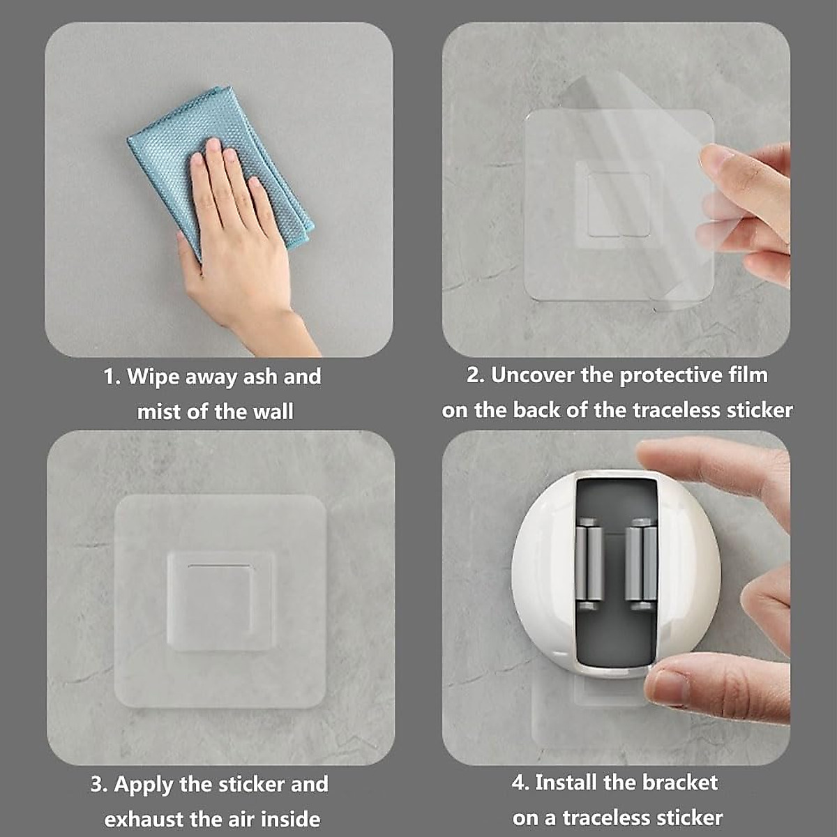 2PCS Broom & Mop Holder Wall Mount Storage Racks, Broom Holder with Sticker Base, Broom and Mop Organizer Wall Hanging, Mop and Broom Holder Wall Mount for Home, Kitchen, Garage Storage Utility Rack