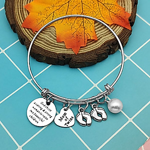 Twin Mom Gift Twins Gift for Women Mom Twins Jewelry Gift God Chose A Caring & Strong Woman to Raise Two Twin Mom Jewelry Footprint Charm Expandable Bracelet Mother's Day Birthday Thanksgiving Gift