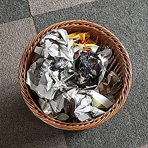 WSLLK Under Sink Trash can Rattan Woven Waste Bin Trash Can Kitchen Trash Basket Home Office Dustbin Sundries Garbage Can Accessories