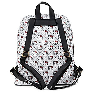 Fast Forward Hello Kitty Allover Leather Backpack - Girls, Boys, Teens, Adults - Officially Licensed Hello Kitty Faux Leather 14 Inch Backpack (White)