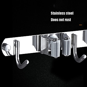 CTVR Wall Mounted Mop Stand, Self Adhesive Broom Holder, Stainless Steel Garden Tool Organizer, Mop Rack, for Bathroom Kitchen, Garage, Laundry