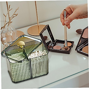 Cotton Swabs Dispenser 3 Grids Cotton Swabs Holder with Clear Lid Cosmetic Organizer Simple Style Cotton Pad Holder Storage Box for Table Bathroom Organizer Cotton Swabs Dispenser Cotton Pad Dispe