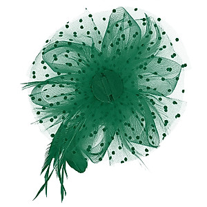 Century Star Kentucky Derby Hats Fascinator for Women Tea Party Hats Flower Mesh Ribbons Feathers Flapper Headband Hair Clips Green One Size