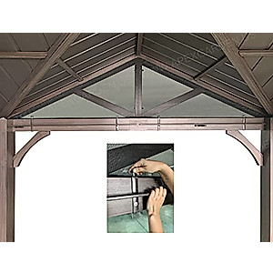 Gazebo Mosquito Netting with Slider Rail for Allen + roth Model #GF-18S112B Wood Looking Hand Paint Metal Square Semi- Gazebo (Screen Net ONLY) (Screen Net with Metal Slider Rail, Black-1)