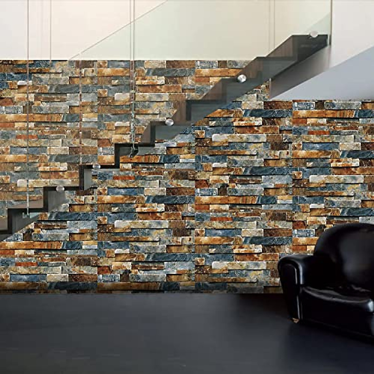 LiKiLiKi Stone Brick Wallpaper Peel and Stick Wallpaper Removable Kitchen Wall Covering Roll Home Use Decoration Self Adhesive Vinyl 17.71''x118''