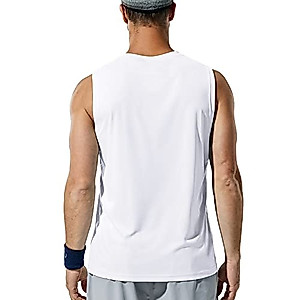 Haimont Sleeveless Shirts for Men Quick Dry Swim Muscle Tank Tops for Hiking Beach Running, White, S