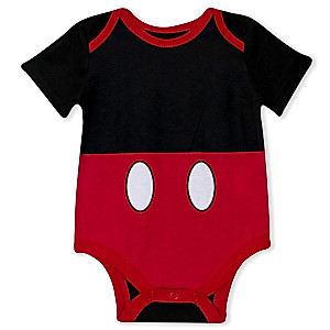 Disney Mickey Mouse, Lion King, and Winnie the Pooh Baby Boys 5 Pack Bodysuits for Newborn and Infants