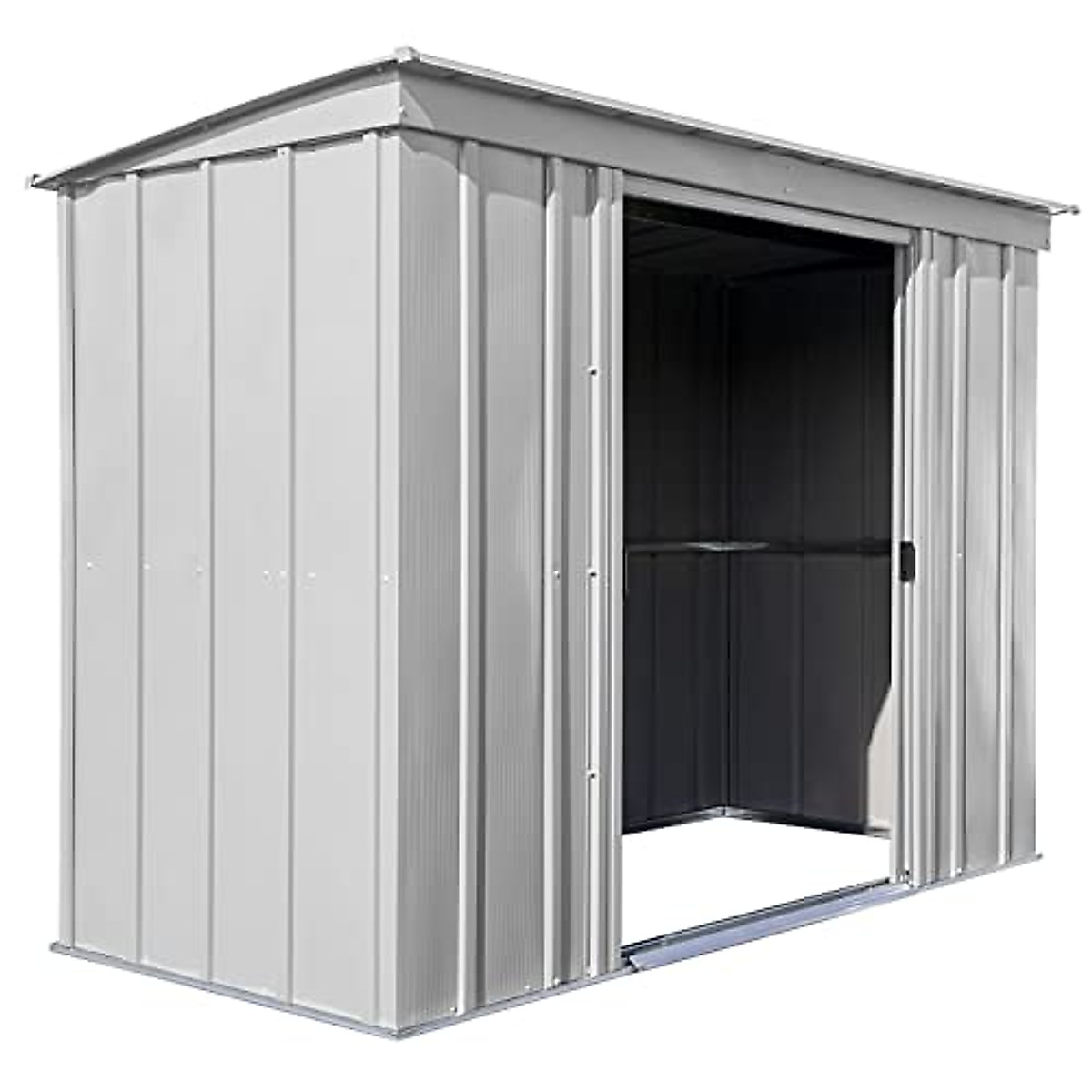 Arrow Shed Classic 8' x 4' Outdoor Padlockable Steel Storage Shed Building, Flute Grey