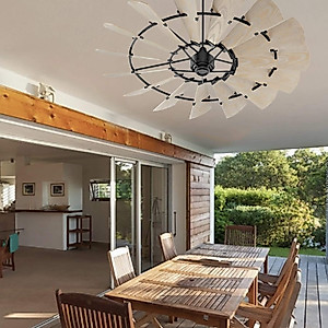 Quorum International 197215-69 I Windmill Collection 72 Inch Fifteen Blade Ceiling Fan - Noir Finish I Six Speed Reversible Motor I Modern Contemporary Fixture I Light Fixture Adaptable I