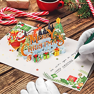 Yinqing Merry Christmas Cards, Light and Music Christmas Card, 3D Pop Up Christmas Greeting Card for Women Men Kids Husband Wife Mom Dad Daughter