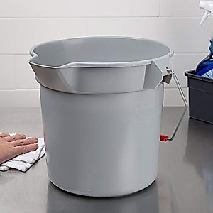 Rubbermaid Commercial Products 3.5 Gallon BRUTE Heavy-Duty, Corrosive-Resistant, Round Bucket, Gray (FG261400GRAY), 1 Count (Pack of 1)
