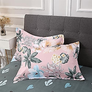 KIUINNO Floral Duvet Cover Twin Size - Soft and Breathable Bedding Set with Zipper Closure & Corner Ties, 2 Pieces, 1 Duvet Cover 66"x90" and 1 Pillow Shams, Comforter Not Included