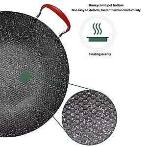 Aqur2020 Korean BBQ Grill Pan, Medical Stone 6 Layer Coating Round Griddle Pan with Anti Scalding Handle for Gas Ceramic Stove (38cm)