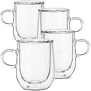 BTaT- Espresso Cups, Set Of 4, 3oz (90ml), Barrel Shape, Double Wall Glass Espresso Cups, Espresso Mugs, Espresso Glass, Glass Espresso Cups, Espresso Glass Cups, Clear Espresso Cups, Espresso Glasses